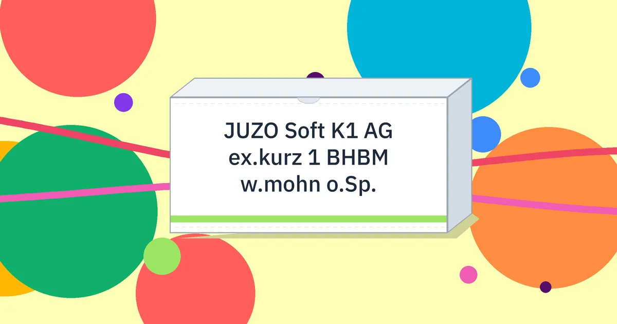 Symbolbild: Packung mit der Aufschrift JUZO Soft K1 AG ex.kurz 1 BHBM w.mohn o.Sp. (PZN 14866430) – Verfügbarkeit und Bezug in Apotheken in Frankfurt am Main