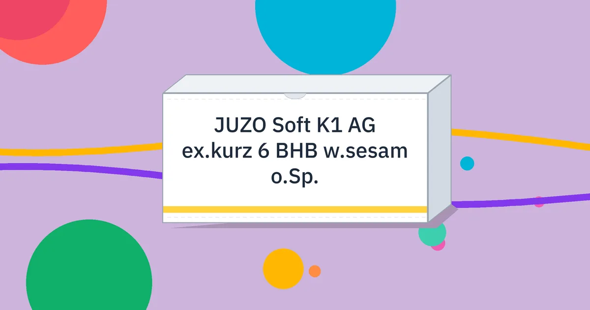 Symbolbild: Packung mit der Aufschrift JUZO Soft K1 AG ex.kurz 6 BHB w.sesam o.Sp. (PZN 14840092) – Verfügbarkeit und Bezug in Apotheken in Frankfurt am Main