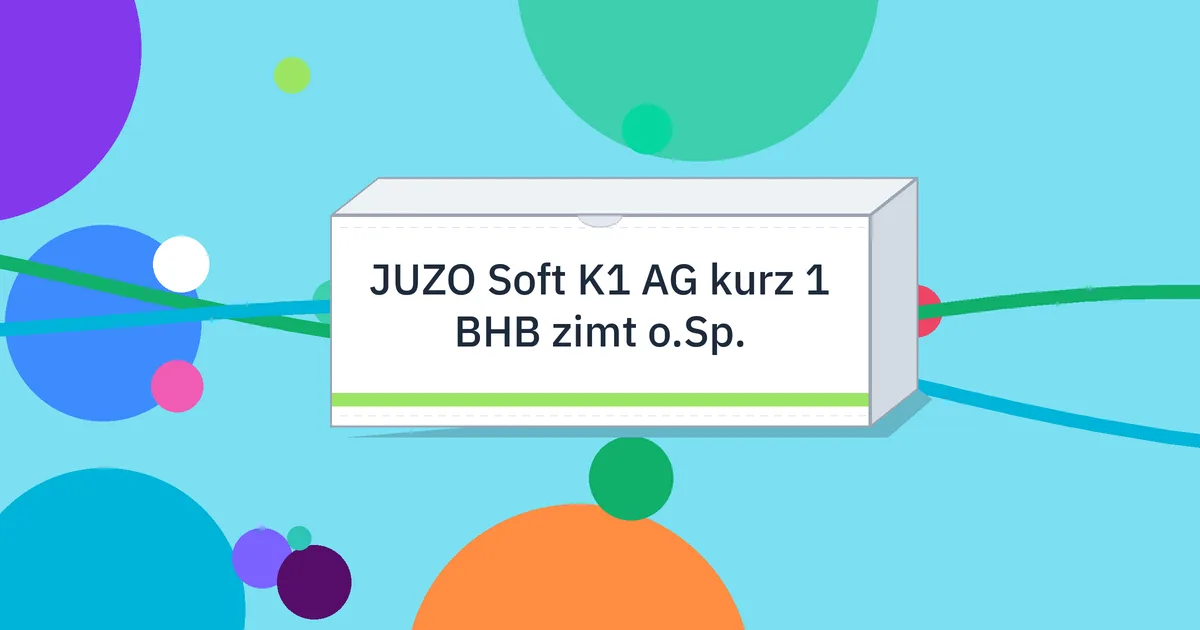 Symbolbild: Packung mit der Aufschrift JUZO Soft K1 AG kurz 1 BHB zimt o.Sp. (PZN 14822740) – Verfügbarkeit und Bezug in Apotheken in Frankfurt am Main