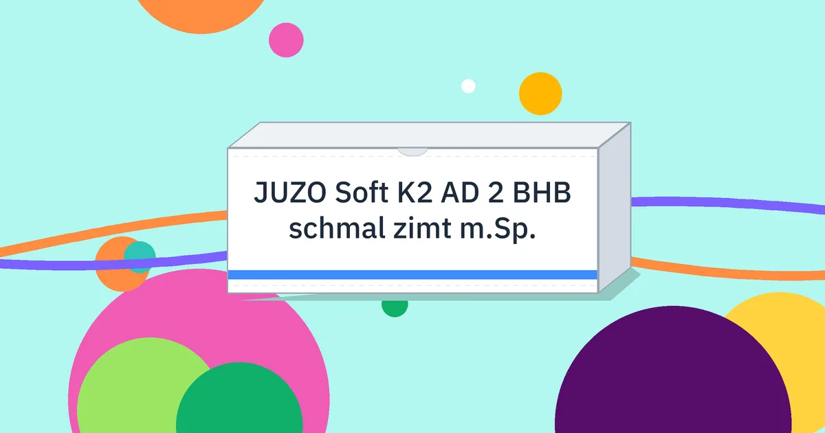 Symbolbild: Packung mit der Aufschrift JUZO Soft K2 AD 2 BHB schmal zimt m.Sp. (PZN 15464981) – Verfügbarkeit und Bezug in Apotheken in Frankfurt am Main