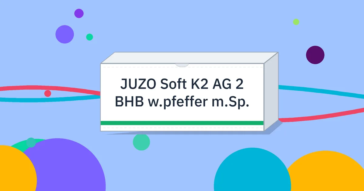Symbolbild: Packung mit der Aufschrift JUZO Soft K2 AG 2 BHB w.pfeffer m.Sp. (PZN 14840554) – Verfügbarkeit und Bezug in Apotheken in Frankfurt am Main