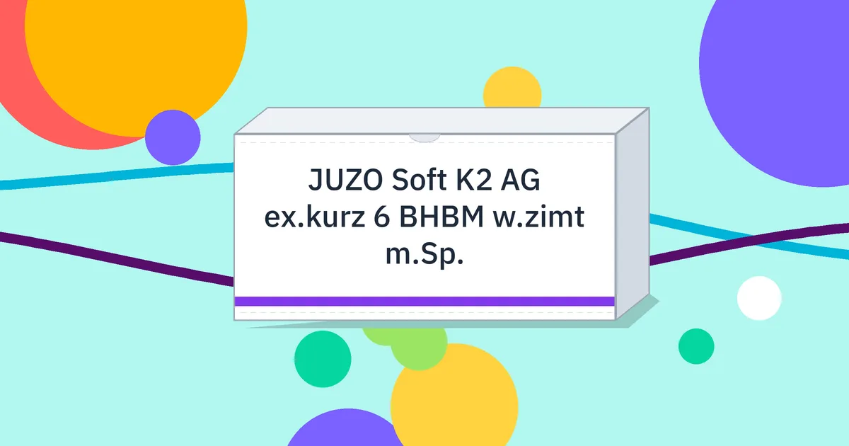 Symbolbild: Packung mit der Aufschrift JUZO Soft K2 AG ex.kurz 6 BHBM w.zimt m.Sp. (PZN 14868073) – Verfügbarkeit und Bezug in Apotheken in Frankfurt am Main