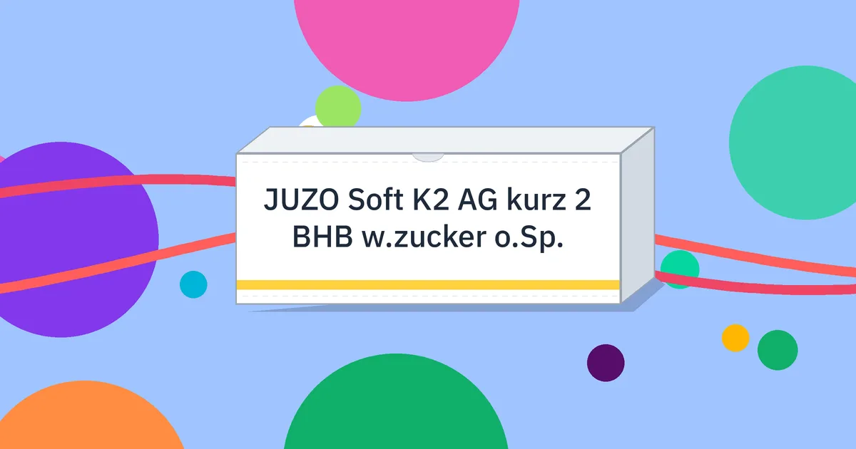 Symbolbild: Packung mit der Aufschrift JUZO Soft K2 AG kurz 2 BHB w.zucker o.Sp. (PZN 14842458) – Verfügbarkeit und Bezug in Apotheken in Frankfurt am Main