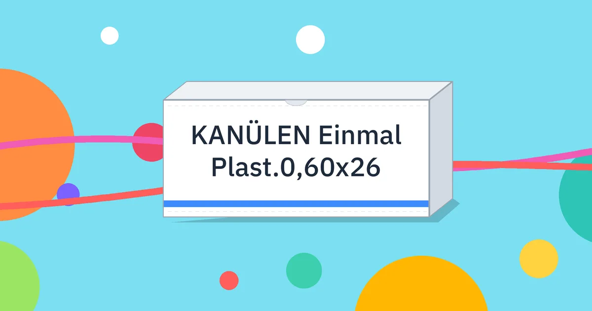 Symbolbild: Packung mit der Aufschrift KANÜLEN Einmal Plast.0,60x26 (PZN 01729097) – Verfügbarkeit und Bezug in Apotheken in Frankfurt am Main