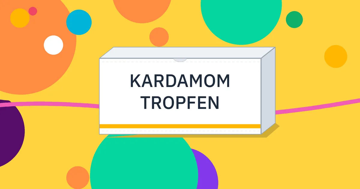 Symbolbild: Packung mit der Aufschrift KARDAMOM TROPFEN (PZN 11602073) – Verfügbarkeit und Bezug in Apotheken in Frankfurt am Main