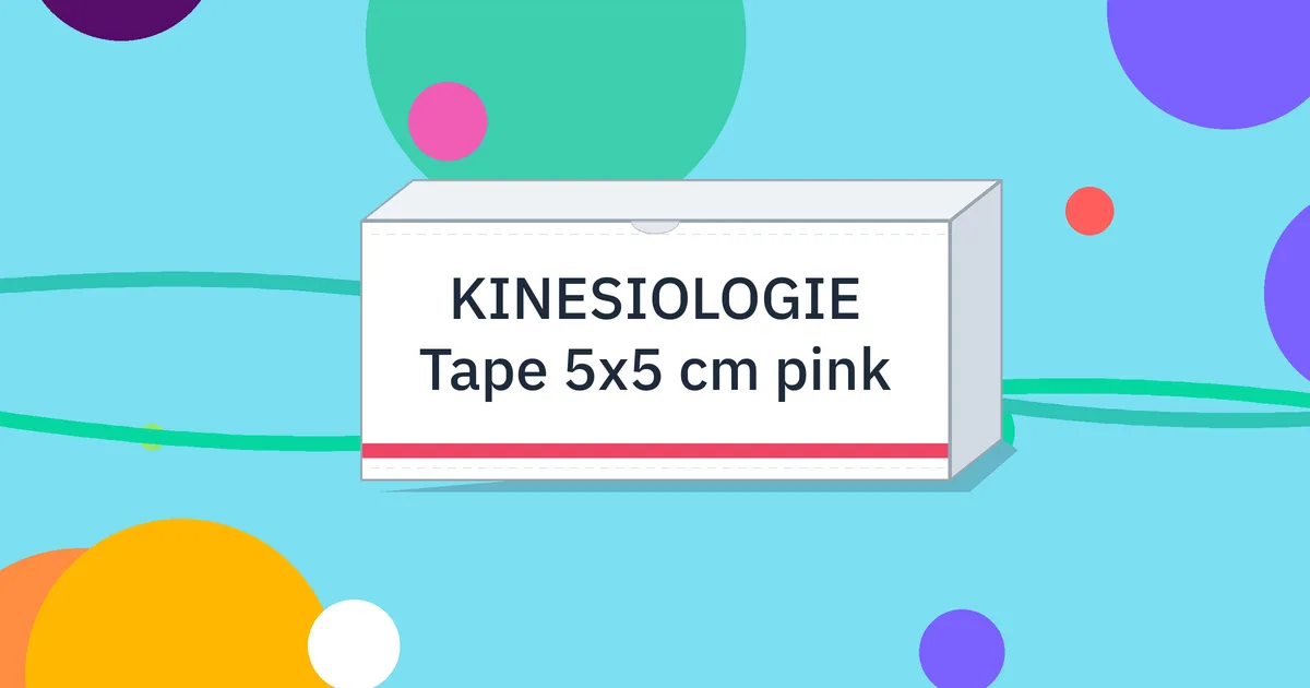 Symbolbild: Packung mit der Aufschrift KINESIOLOGIE Tape 5x5 cm pink (PZN 08761589) – Verfügbarkeit und Bezug in Apotheken in Frankfurt am Main