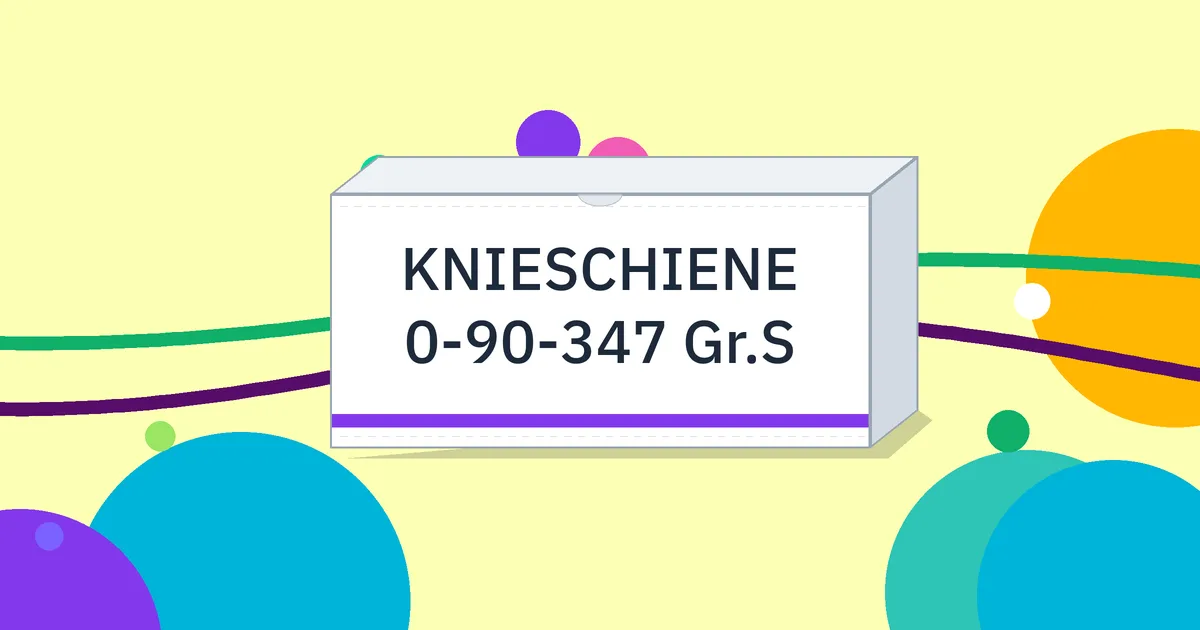 Symbolbild: Packung mit der Aufschrift KNIESCHIENE 0-90-347 Gr.S (PZN 07763190) – Verfügbarkeit und Bezug in Apotheken in Frankfurt am Main