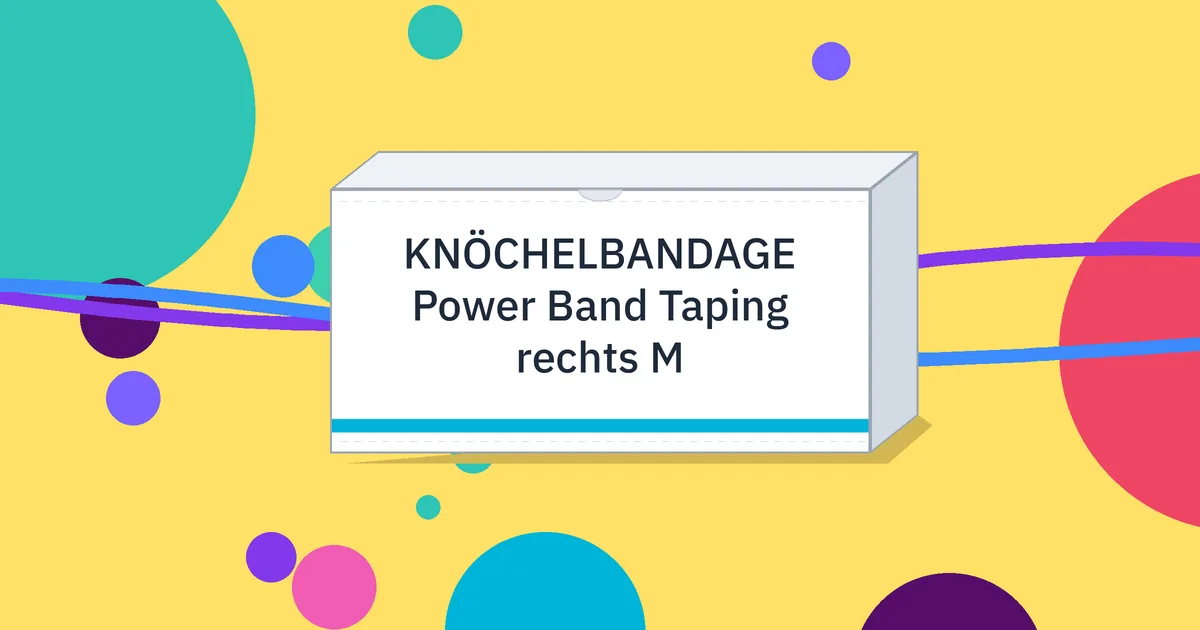 Symbolbild: Packung mit der Aufschrift KNÖCHELBANDAGE Power Band Taping rechts M (PZN 15383900) – Verfügbarkeit und Bezug in Apotheken in Frankfurt am Main