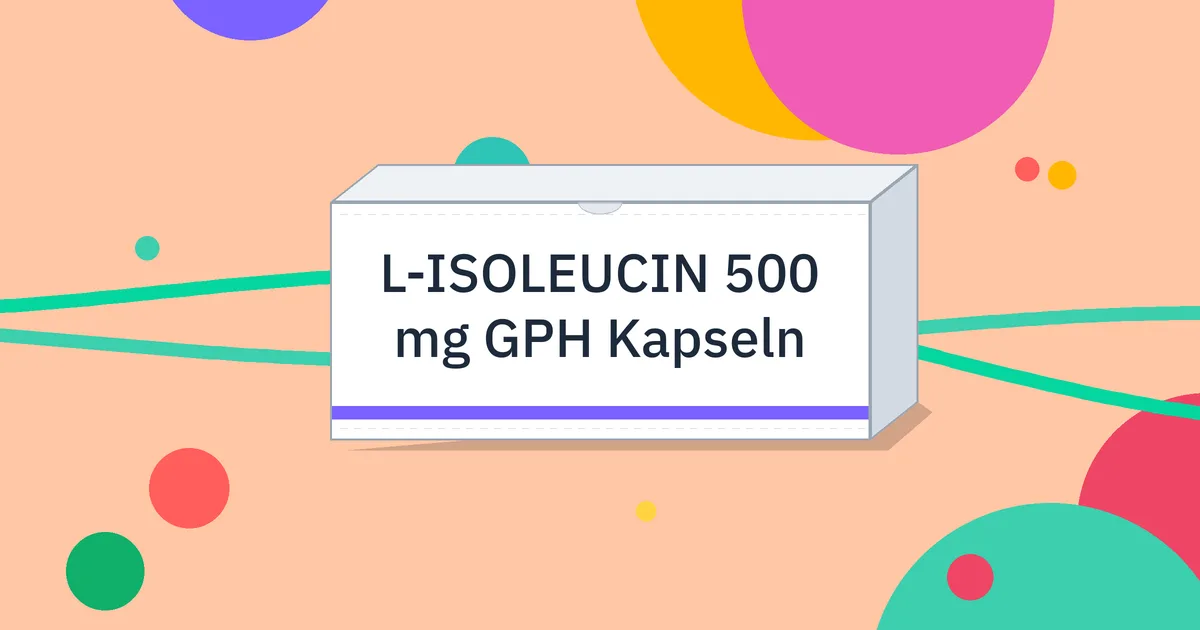 Symbolbild: Packung mit der Aufschrift L-ISOLEUCIN 500 mg GPH Kapseln (PZN 09324394) – Verfügbarkeit und Bezug in Apotheken in Frankfurt am Main