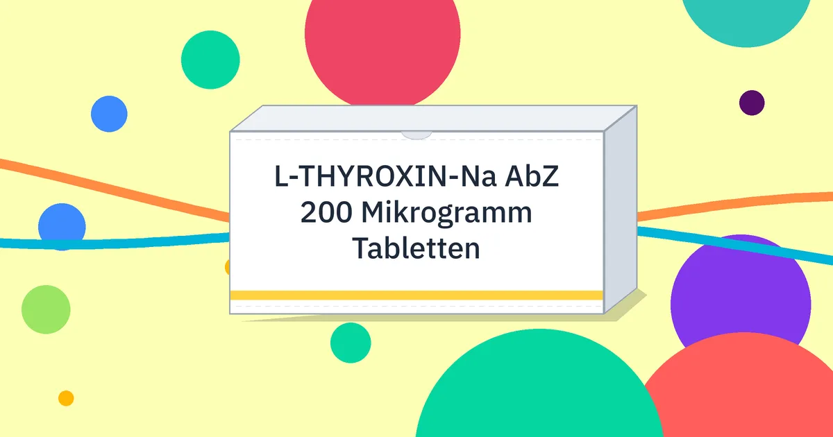 Symbolbild: Packung mit der Aufschrift L-THYROXIN-Na AbZ 200 Mikrogramm Tabletten (PZN 09082465) – Verfügbarkeit und Bezug in Apotheken in Frankfurt am Main