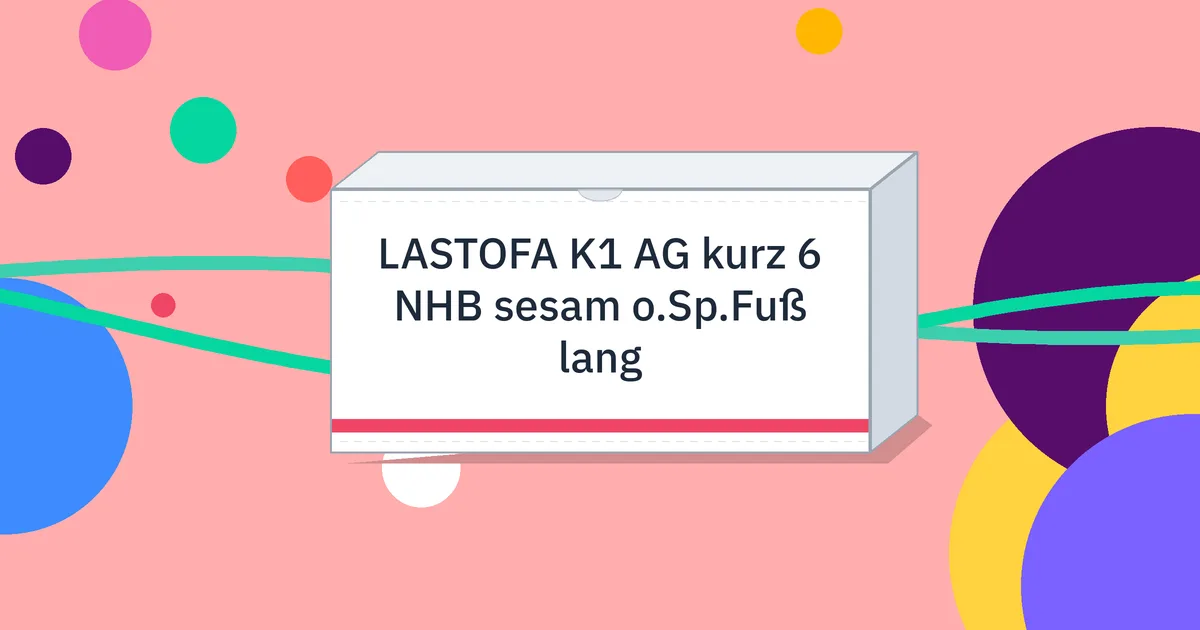 Symbolbild: Packung mit der Aufschrift LASTOFA K1 AG kurz 6 NHB sesam o.Sp.Fuß lang (PZN 14149059) – Verfügbarkeit und Bezug in Apotheken in Frankfurt am Main