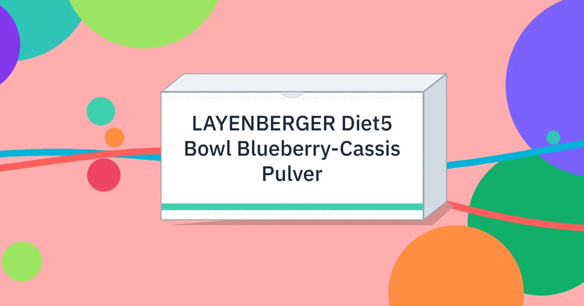 Symbolbild: Packung mit der Aufschrift LAYENBERGER Diet5 Bowl Blueberry-Cassis Pulver (PZN 20384474) – Verfügbarkeit und Bezug in Apotheken in Frankfurt am Main
