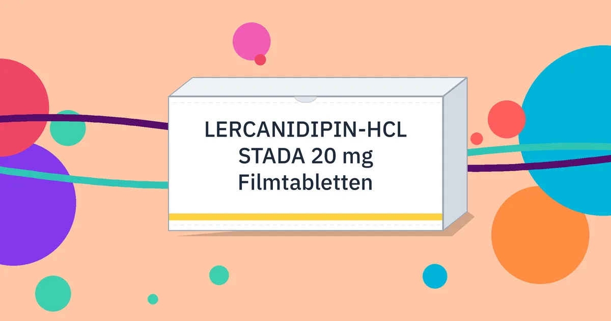 Symbolbild: Packung mit der Aufschrift LERCANIDIPIN-HCL STADA 20 mg Filmtabletten (PZN 06120739) – Verfügbarkeit und Bezug in Apotheken in Frankfurt am Main