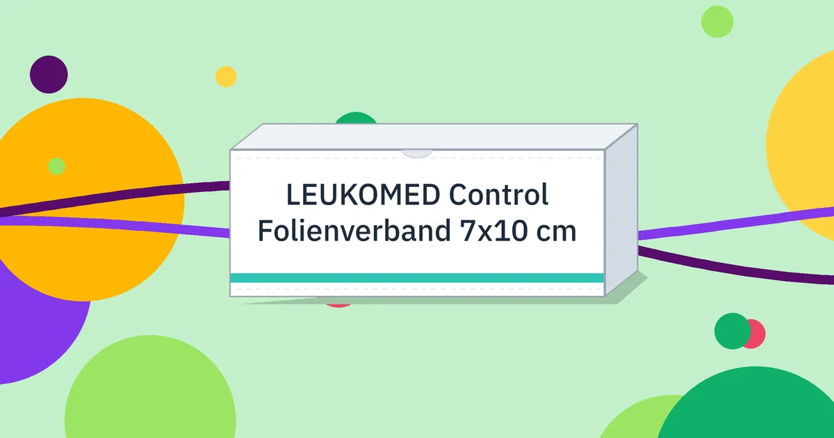 Symbolbild: Packung mit der Aufschrift LEUKOMED Control Folienverband 7x10 cm (PZN 16001987) – Verfügbarkeit und Bezug in Apotheken in Frankfurt am Main