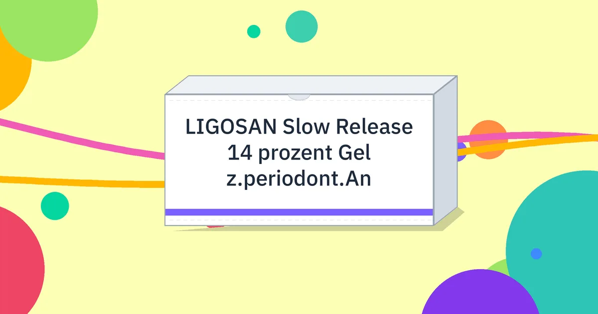 Symbolbild: Packung mit der Aufschrift LIGOSAN Slow Release 14 prozent Gel z.periodont.An (PZN 15270076) – Verfügbarkeit und Bezug in Apotheken in Frankfurt am Main