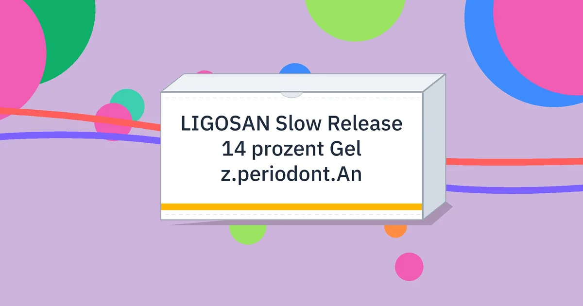Symbolbild: Packung mit der Aufschrift LIGOSAN Slow Release 14 prozent Gel z.periodont.An (PZN 15270082) – Verfügbarkeit und Bezug in Apotheken in Frankfurt am Main
