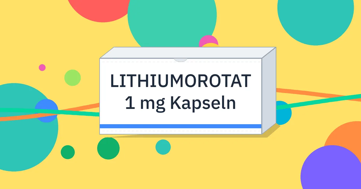 Symbolbild: Packung mit der Aufschrift LITHIUMOROTAT 1 mg Kapseln (PZN 20349443) – Verfügbarkeit und Bezug in Apotheken in Frankfurt am Main