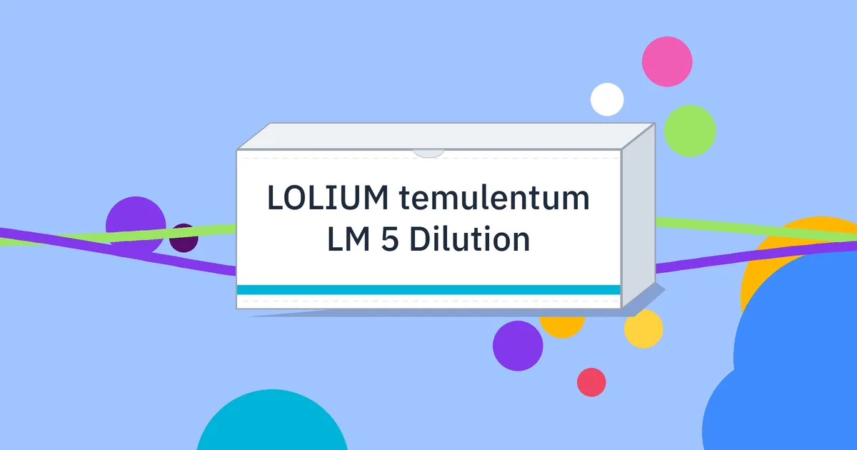 Symbolbild: Packung mit der Aufschrift LOLIUM temulentum LM 5 Dilution (PZN 13535168) – Verfügbarkeit und Bezug in Apotheken in Frankfurt am Main