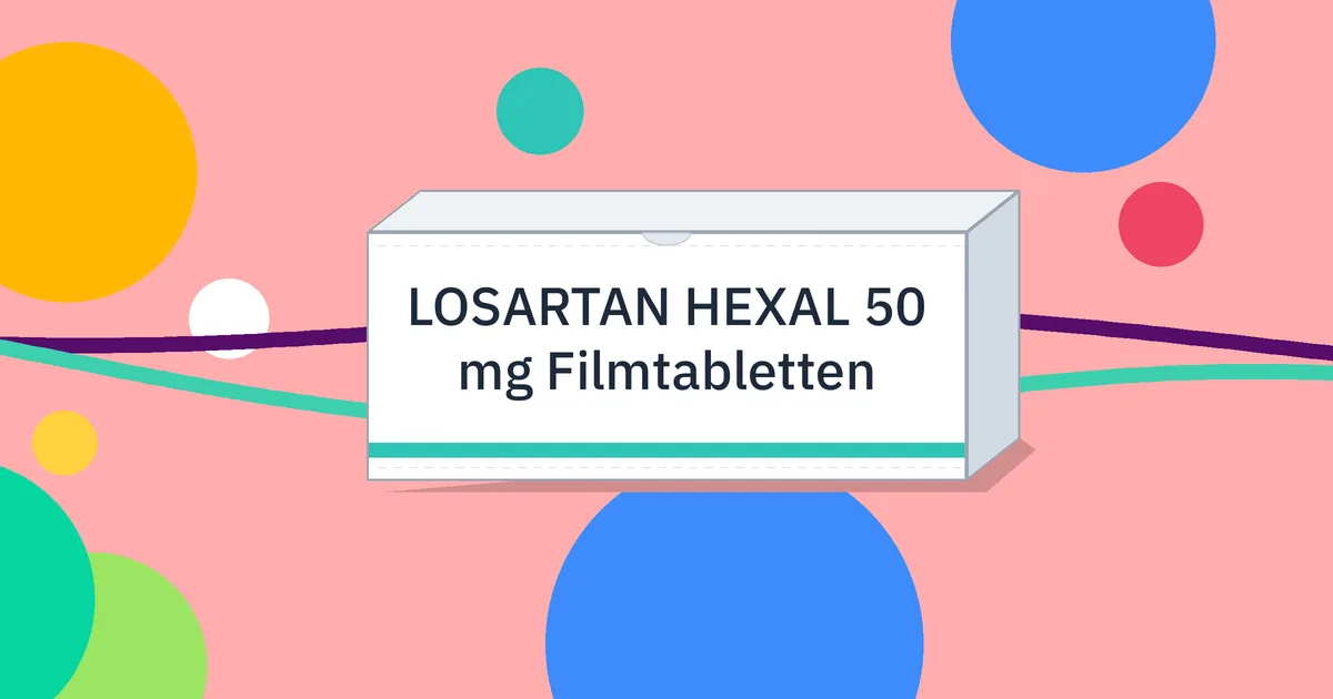 Symbolbild: Packung mit der Aufschrift LOSARTAN HEXAL 50 mg Filmtabletten (PZN 03215899) – Verfügbarkeit und Bezug in Apotheken in Frankfurt am Main