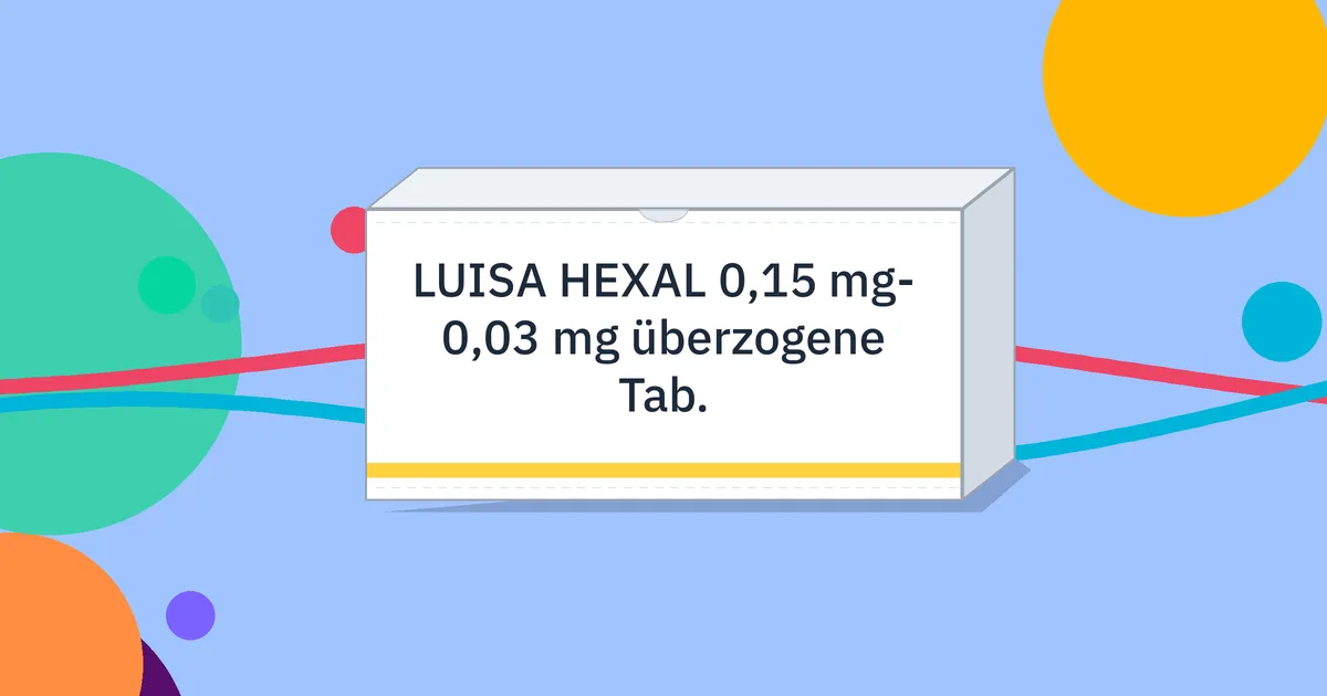 Symbolbild: Packung mit der Aufschrift LUISA HEXAL 0,15 mg-0,03 mg überzogene Tab. (PZN 07402084) – Verfügbarkeit und Bezug in Apotheken in Frankfurt am Main