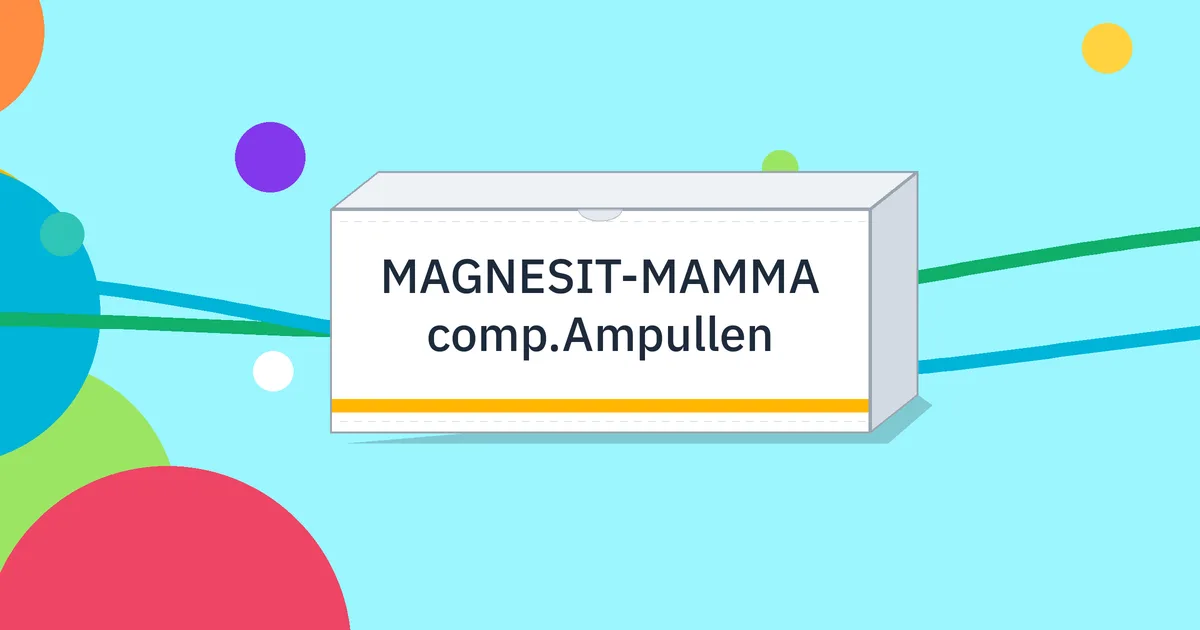 Symbolbild: Packung mit der Aufschrift MAGNESIT-MAMMA comp.Ampullen (PZN 01751694) – Verfügbarkeit und Bezug in Apotheken in Frankfurt am Main