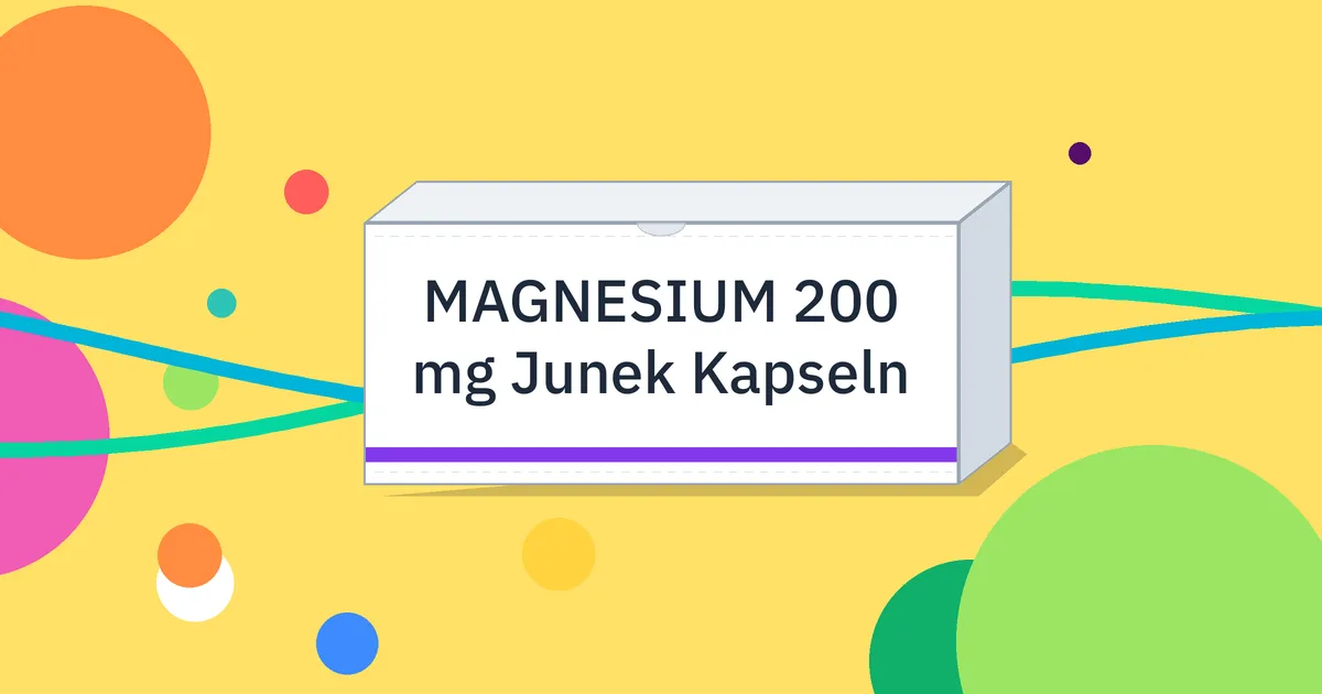 Symbolbild: Packung mit der Aufschrift MAGNESIUM 200 mg Junek Kapseln (PZN 11146882) – Verfügbarkeit und Bezug in Apotheken in Frankfurt am Main