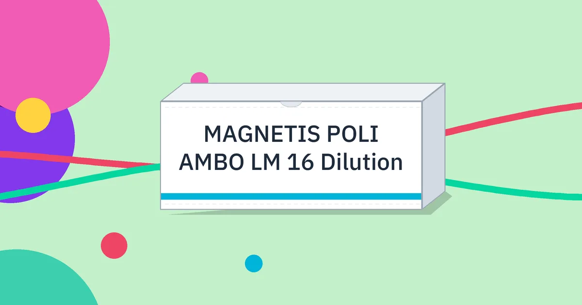 Symbolbild: Packung mit der Aufschrift MAGNETIS POLI AMBO LM 16 Dilution (PZN 12940524) – Verfügbarkeit und Bezug in Apotheken in Frankfurt am Main