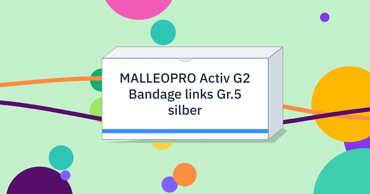 Symbolbild: Packung mit der Aufschrift MALLEOPRO Activ G2 Bandage links Gr.5 silber (PZN 09730993) – Verfügbarkeit und Bezug in Apotheken in Frankfurt am Main