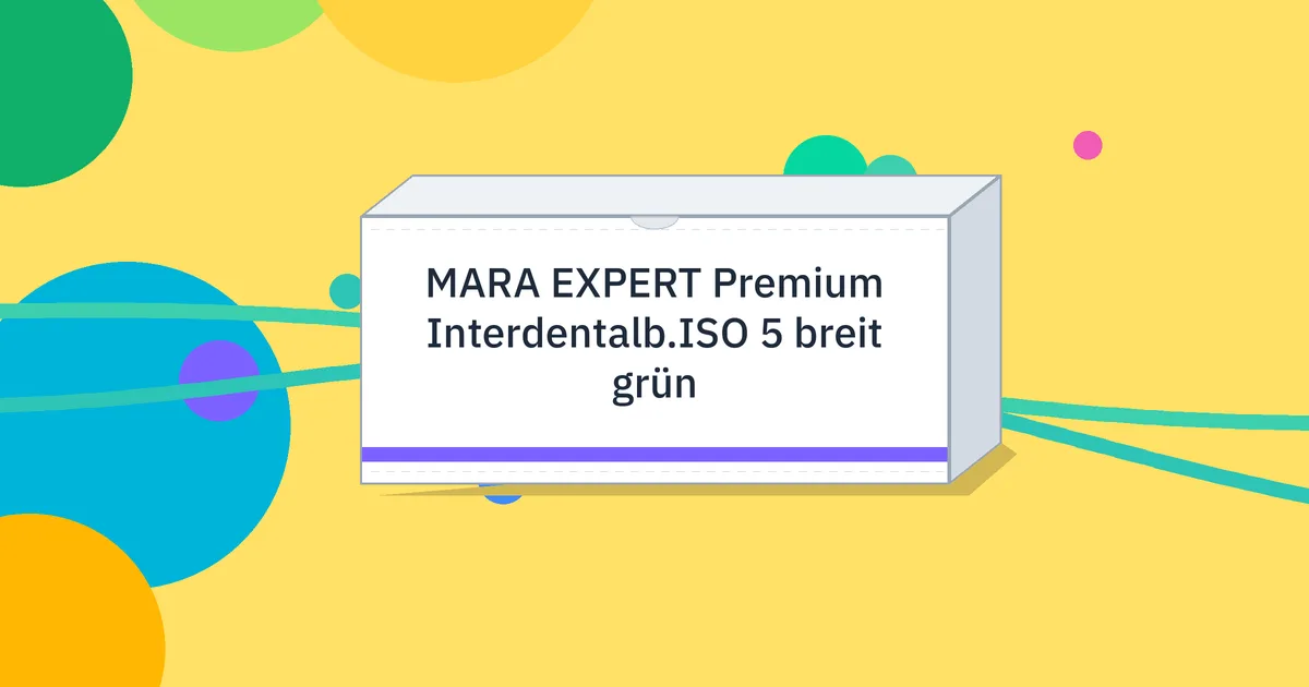 Symbolbild: Packung mit der Aufschrift MARA EXPERT Premium Interdentalb.ISO 5 breit grün (PZN 16778167) – Verfügbarkeit und Bezug in Apotheken in Frankfurt am Main