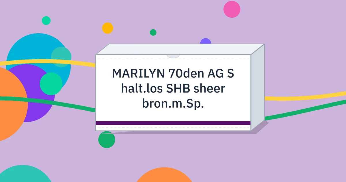 Symbolbild: Packung mit der Aufschrift MARILYN 70den AG S halt.los SHB sheer bron.m.Sp. (PZN 16187549) – Verfügbarkeit und Bezug in Apotheken in Frankfurt am Main