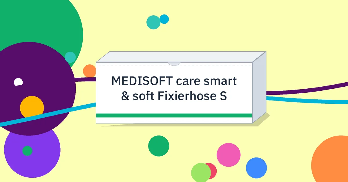 Symbolbild: Packung mit der Aufschrift MEDISOFT care smart & soft Fixierhose S (PZN 20134837) – Verfügbarkeit und Bezug in Apotheken in Frankfurt am Main