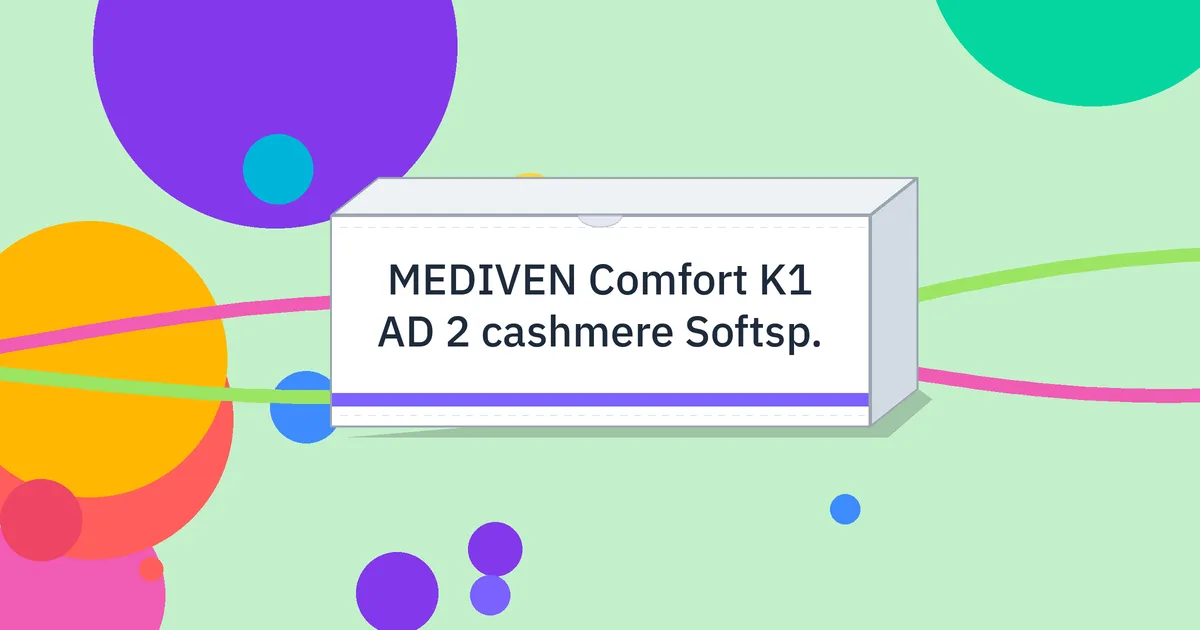 Symbolbild: Packung mit der Aufschrift MEDIVEN Comfort K1 AD 2 cashmere Softsp. (PZN 14658625) – Verfügbarkeit und Bezug in Apotheken in Frankfurt am Main