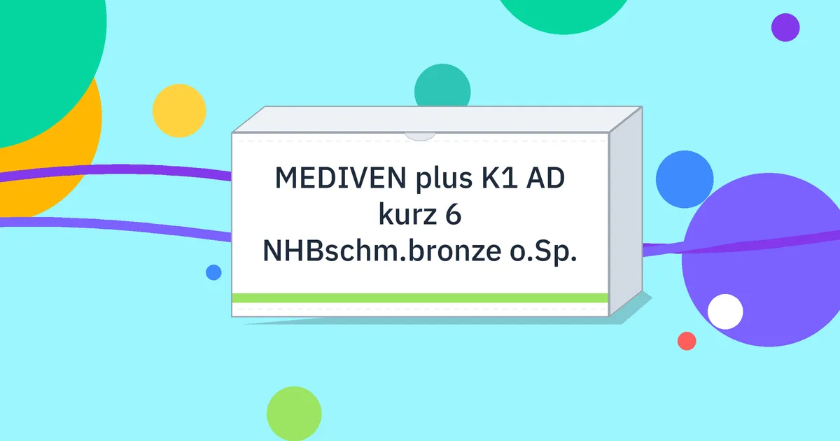 Symbolbild: Packung mit der Aufschrift MEDIVEN plus K1 AD kurz 6 NHBschm.bronze o.Sp. (PZN 15899621) – Verfügbarkeit und Bezug in Apotheken in Frankfurt am Main