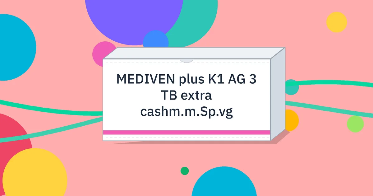 Symbolbild: Packung mit der Aufschrift MEDIVEN plus K1 AG 3 TB extra cashm.m.Sp.vg (PZN 15062490) – Verfügbarkeit und Bezug in Apotheken in Frankfurt am Main