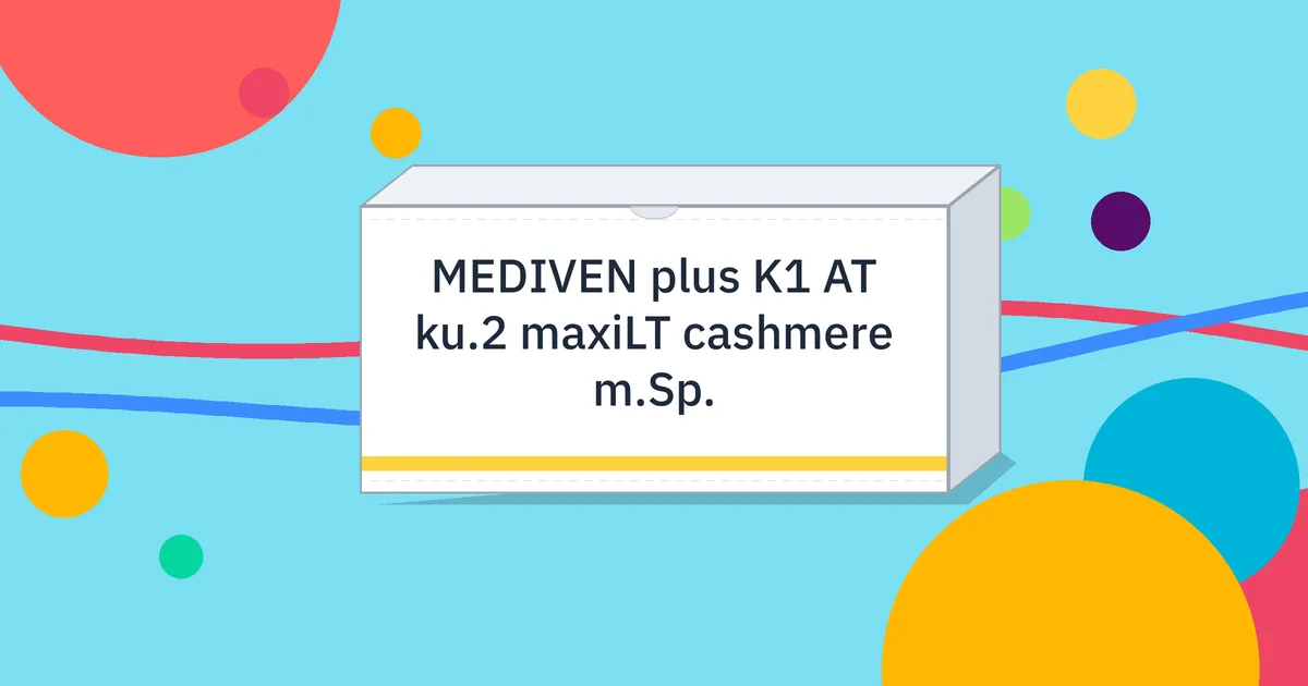 Symbolbild: Packung mit der Aufschrift MEDIVEN plus K1 AT ku.2 maxiLT cashmere m.Sp. (PZN 15069084) – Verfügbarkeit und Bezug in Apotheken in Frankfurt am Main