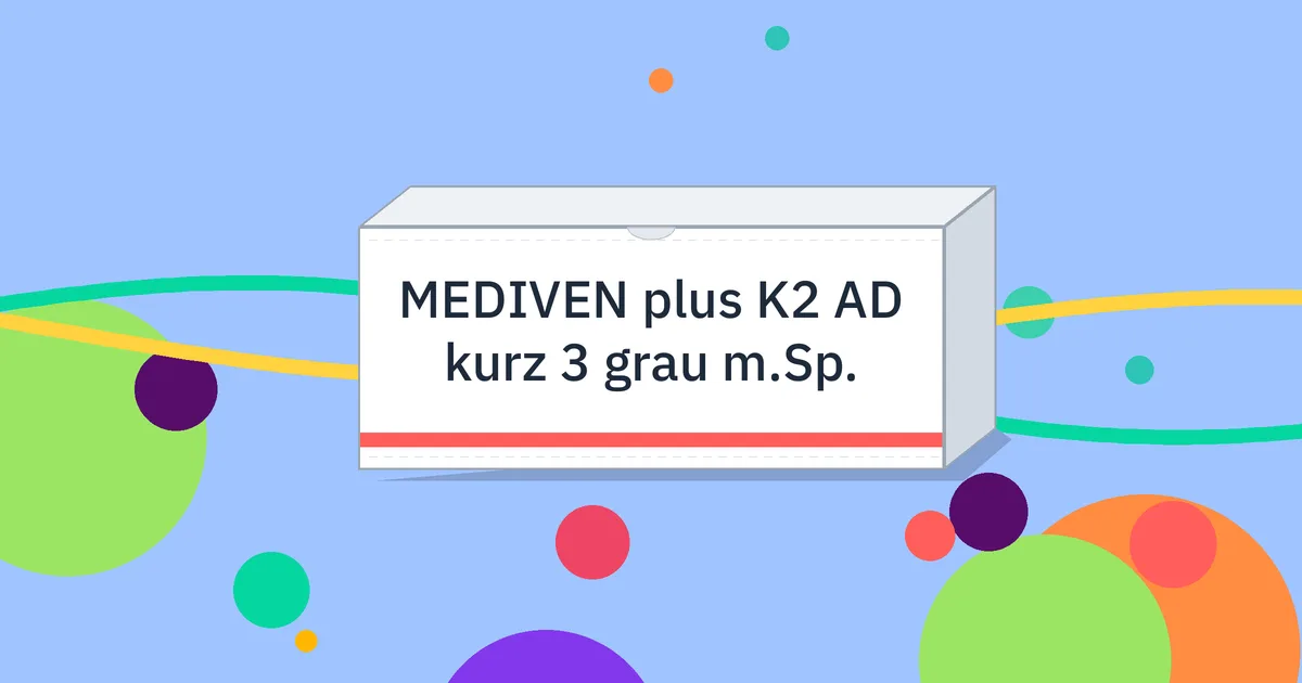 Symbolbild: Packung mit der Aufschrift MEDIVEN plus K2 AD kurz 3 grau m.Sp. (PZN 18946870) – Verfügbarkeit und Bezug in Apotheken in Frankfurt am Main