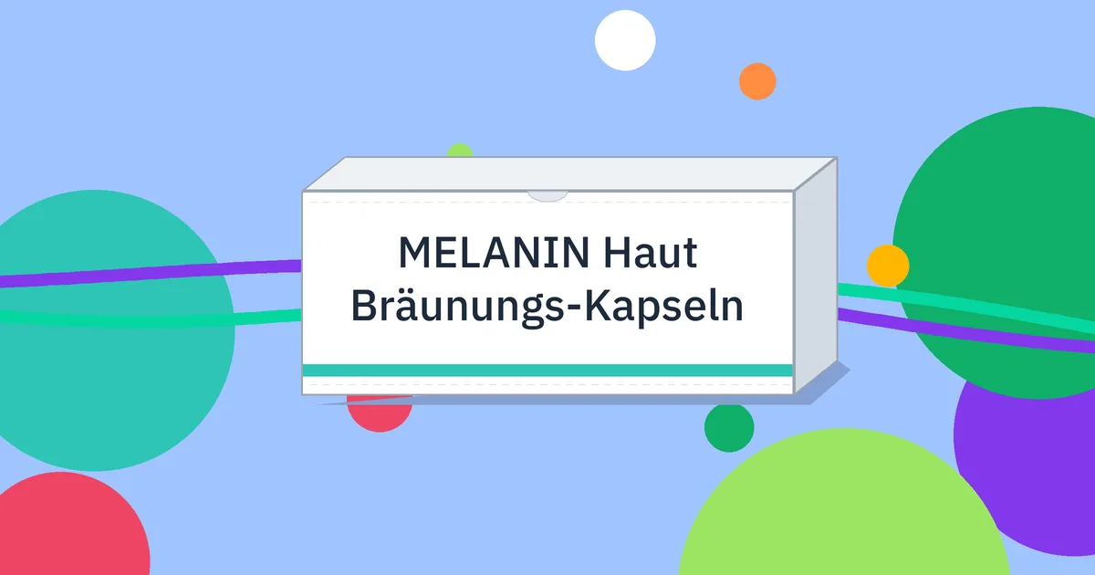 Symbolbild: Packung mit der Aufschrift MELANIN Haut Bräunungs-Kapseln (PZN 19462565) – Verfügbarkeit und Bezug in Apotheken in Frankfurt am Main
