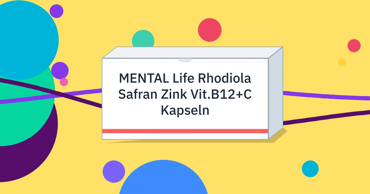 Symbolbild: Packung mit der Aufschrift MENTAL Life Rhodiola Safran Zink Vit.B12+C Kapseln (PZN 15239103) – Verfügbarkeit und Bezug in Apotheken in Frankfurt am Main
