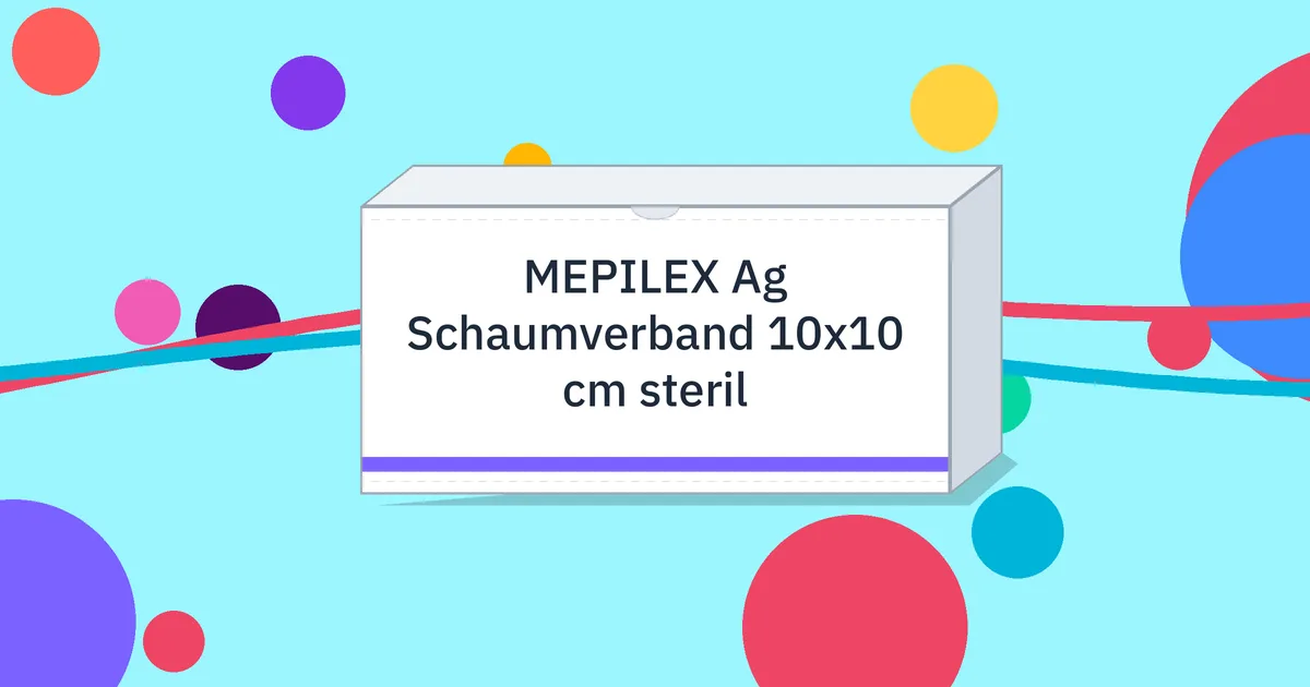 Symbolbild: Packung mit der Aufschrift MEPILEX Ag Schaumverband 10x10 cm steril (PZN 16824619) – Verfügbarkeit und Bezug in Apotheken in Frankfurt am Main