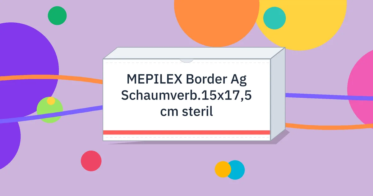 Symbolbild: Packung mit der Aufschrift MEPILEX Border Ag Schaumverb.15x17,5 cm steril (PZN 01416978) – Verfügbarkeit und Bezug in Apotheken in Frankfurt am Main
