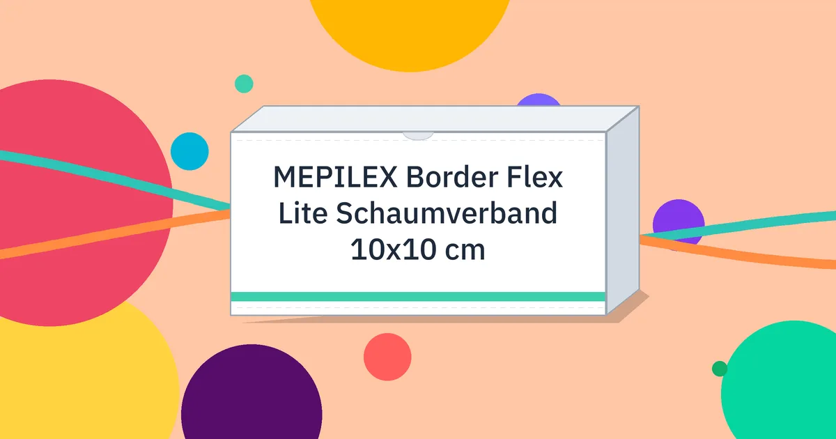 Symbolbild: Packung mit der Aufschrift MEPILEX Border Flex Lite Schaumverband 10x10 cm (PZN 18110427) – Verfügbarkeit und Bezug in Apotheken in Frankfurt am Main