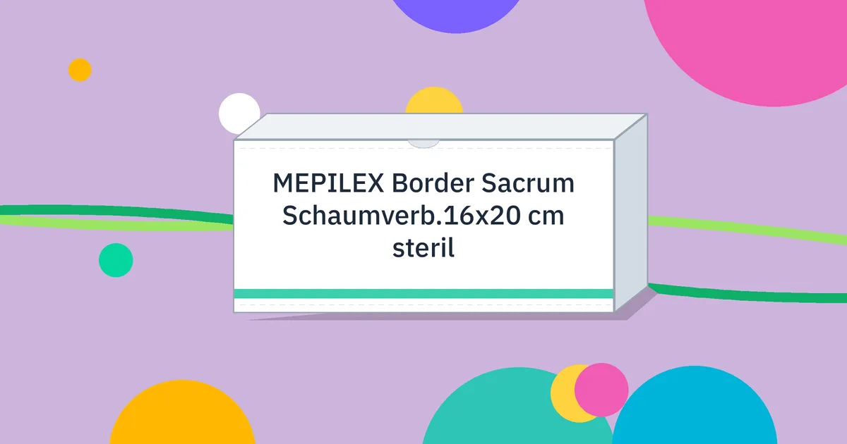 Symbolbild: Packung mit der Aufschrift MEPILEX Border Sacrum Schaumverb.16x20 cm steril (PZN 19237118) – Verfügbarkeit und Bezug in Apotheken in Frankfurt am Main