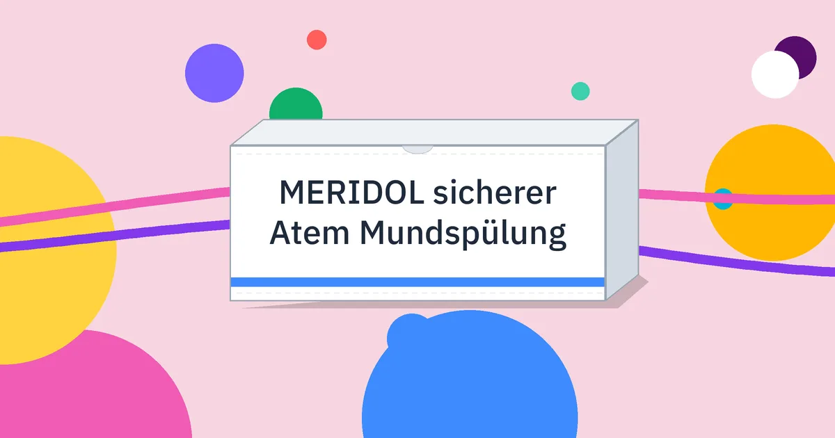 Symbolbild: Packung mit der Aufschrift MERIDOL sicherer Atem Mundspülung (PZN 11141436) – Verfügbarkeit und Bezug in Apotheken in Frankfurt am Main