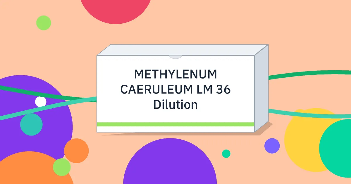 Symbolbild: Packung mit der Aufschrift METHYLENUM CAERULEUM LM 36 Dilution (PZN 13607264) – Verfügbarkeit und Bezug in Apotheken in Frankfurt am Main