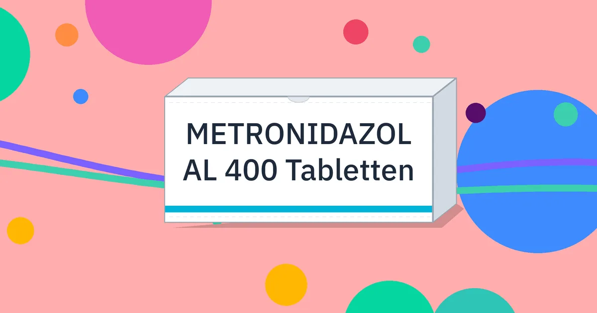 Symbolbild: Packung mit der Aufschrift METRONIDAZOL AL 400 Tabletten (PZN 00739567) – Verfügbarkeit und Bezug in Apotheken in Frankfurt am Main