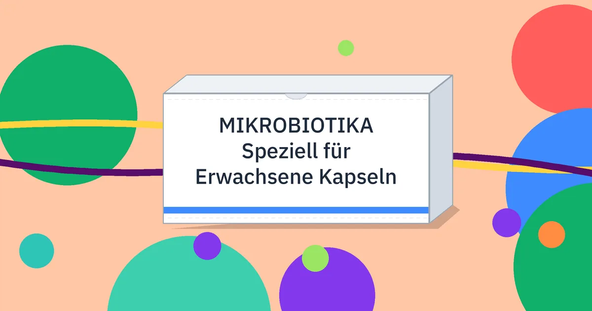 Symbolbild: Packung mit der Aufschrift MIKROBIOTIKA Speziell für Erwachsene Kapseln (PZN 10948852) – Verfügbarkeit und Bezug in Apotheken in Frankfurt am Main