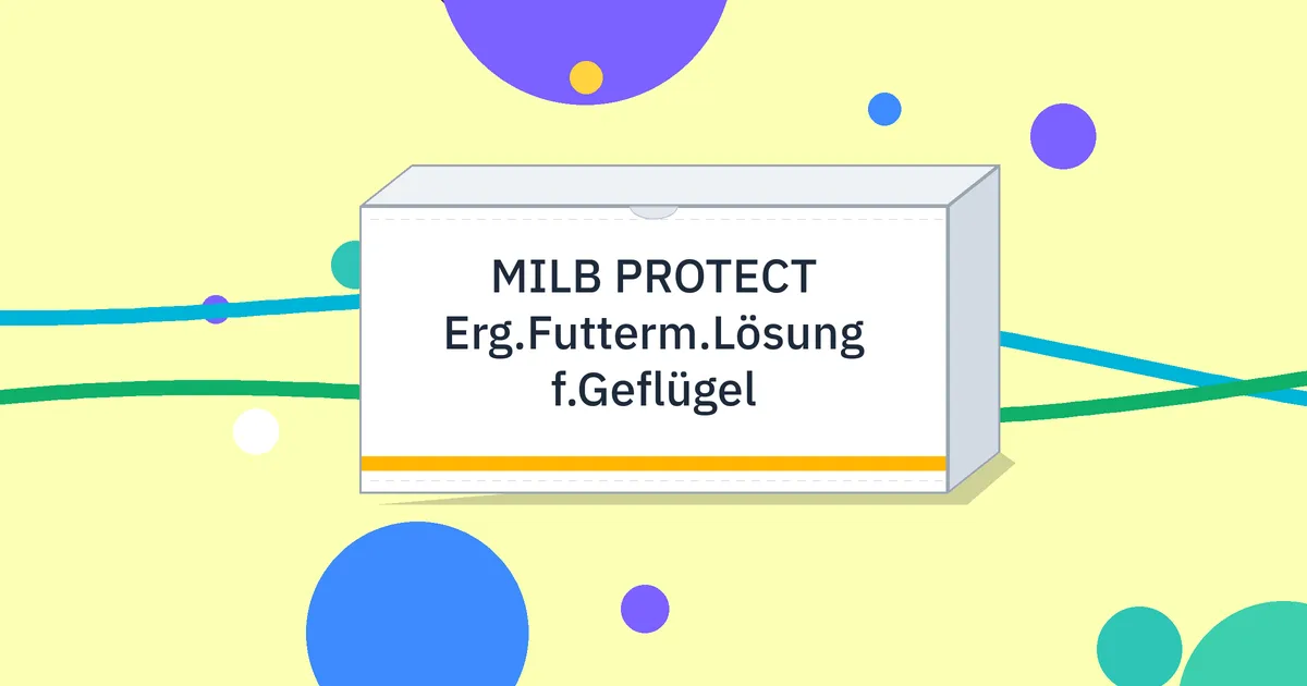 Symbolbild: Packung mit der Aufschrift MILB PROTECT Erg.Futterm.Lösung f.Geflügel (PZN 14448750) – Verfügbarkeit und Bezug in Apotheken in Frankfurt am Main