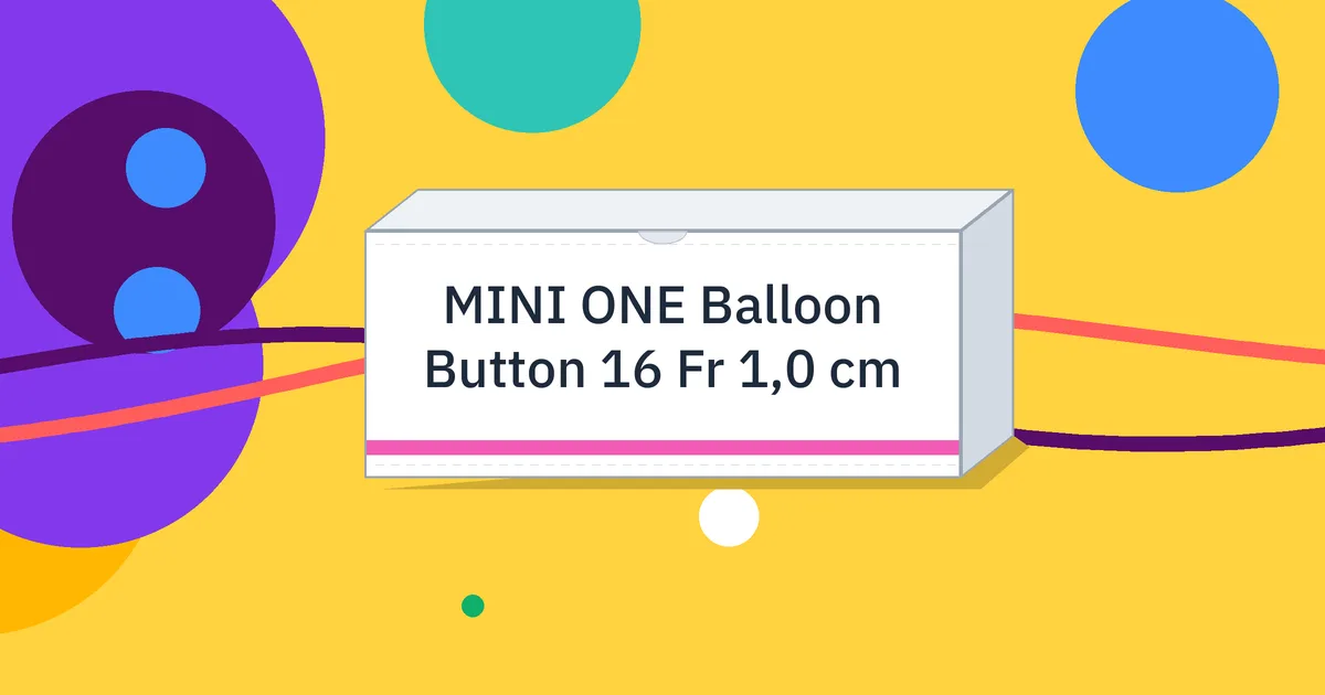 Symbolbild: Packung mit der Aufschrift MINI ONE Balloon Button 16 Fr 1,0 cm (PZN 14342023) – Verfügbarkeit und Bezug in Apotheken in Frankfurt am Main