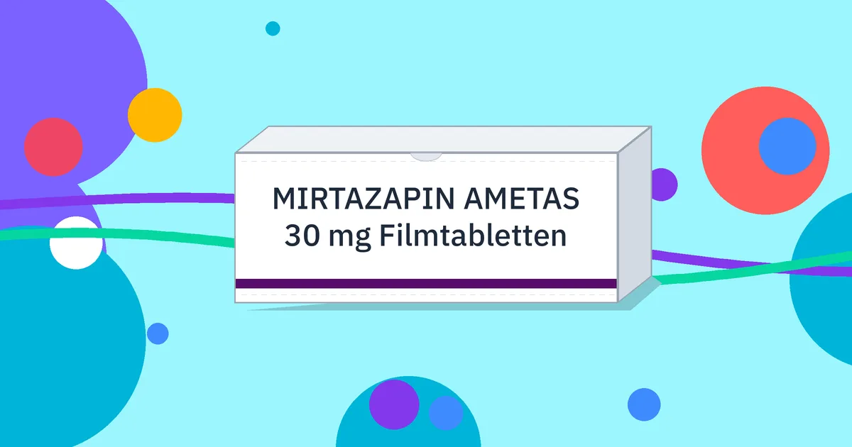 Symbolbild: Packung mit der Aufschrift MIRTAZAPIN AMETAS 30 mg Filmtabletten (PZN 18090699) – Verfügbarkeit und Bezug in Apotheken in Frankfurt am Main