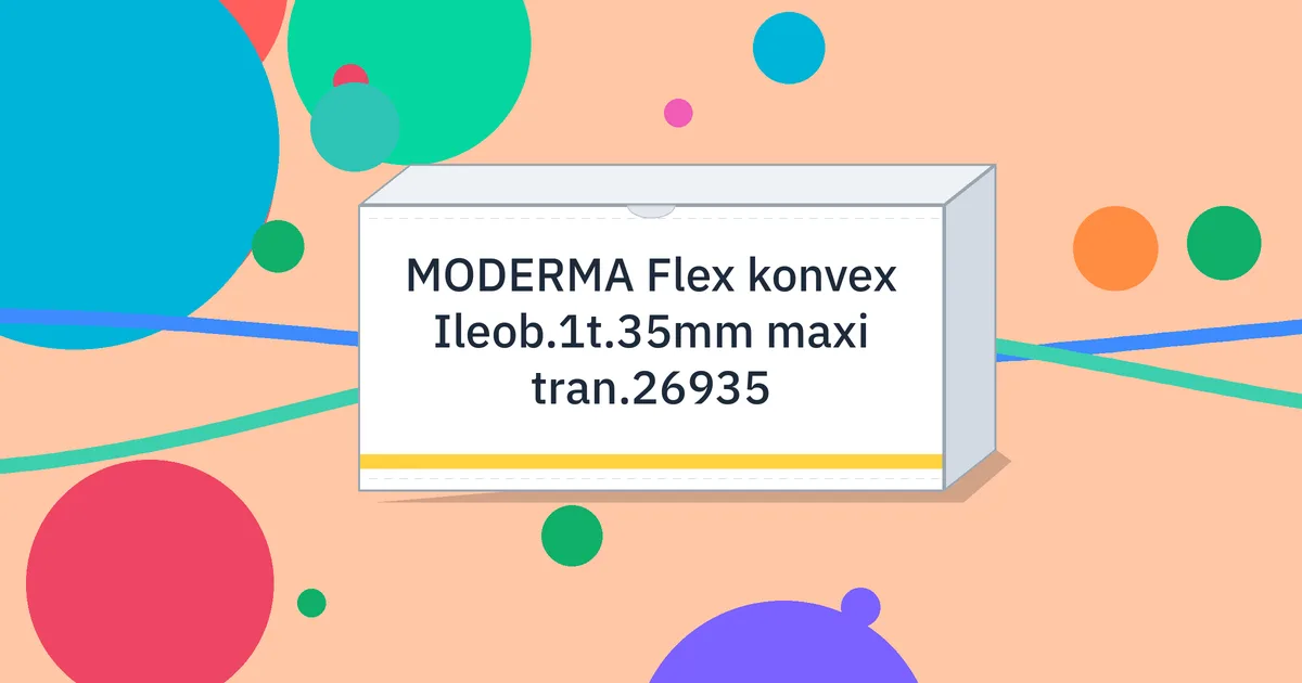 Symbolbild: Packung mit der Aufschrift MODERMA Flex konvex Ileob.1t.35mm maxi tran.26935 (PZN 04194946) – Verfügbarkeit und Bezug in Apotheken in Frankfurt am Main